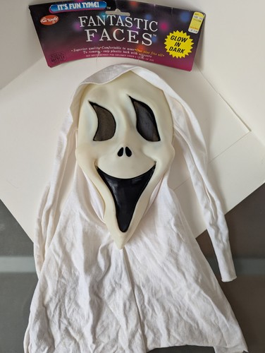 Vtg Scream Silly Ghostface White Shroud Mask Fun World Div RARE | Glows ...