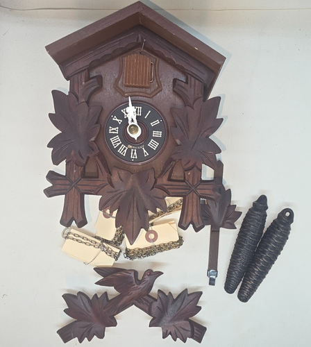 VTG Coo Coo Clock from West Germany Wood Dark Brown Birds Weights ...