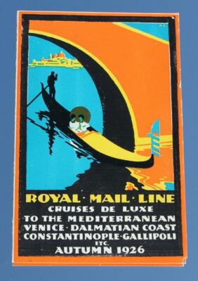 ROYAL MAIL LINE BEAUTIFUL ART DECO 1926 DE LUXE CRUISES MINI POSTER ...