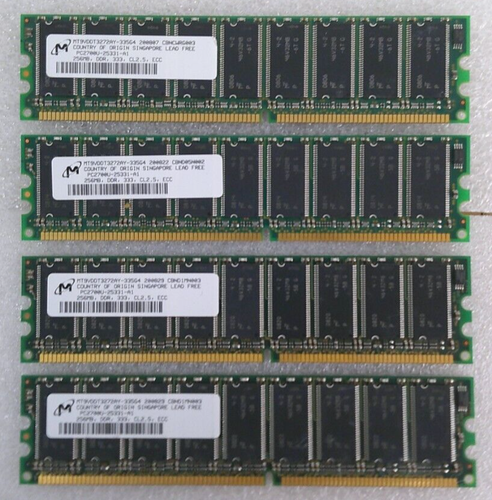 LOT OF 4: MT9VDDT3272AY MICRON 256MB DDR RAM | eBay