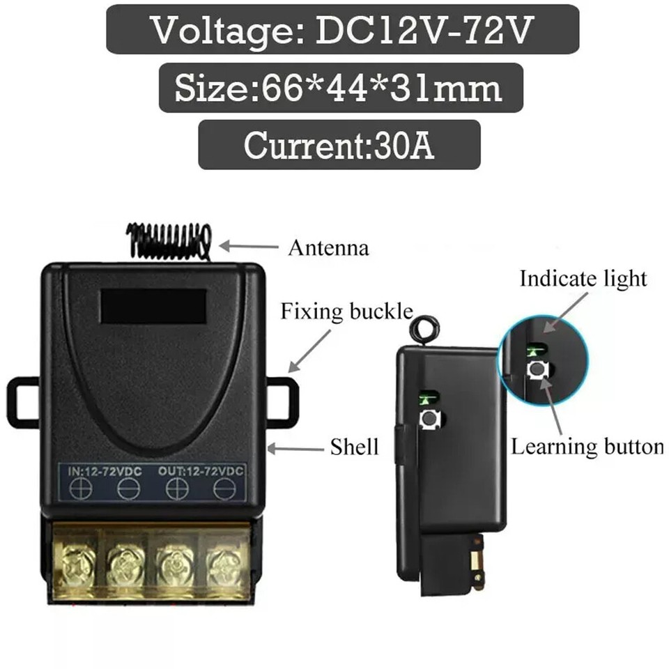 AC Wireless Remote 110V-240V 30A RF Relay Control Remote Switch 433Mhz ...