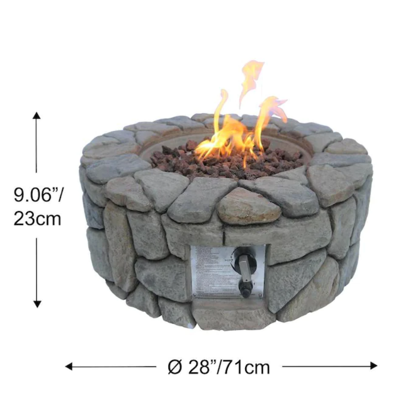 Propane Gas Fire Pit Stone Concrete Outdoor Backyard Deck Bonfire Patio ...