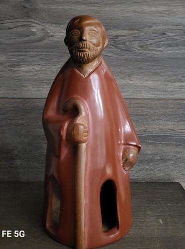 Vintage Ceramic Clay Figurine Statue Old Man Candle Holder Votive 12 ...