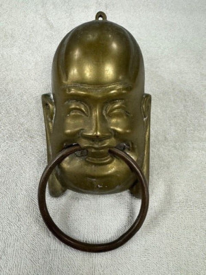 Antique Style Meditating Lord Buddha Face Shape Handcrafted Brass Door ...