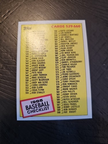 1985 Topps Checklist: 529-660 Baseball Card #659 FREE SHIPPING | eBay