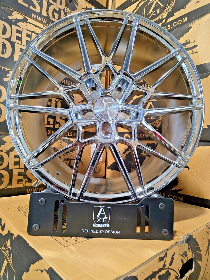 20x9 20x11 Staggered Axe COMPRESSION FORGED Chrome Wheels 5x120.65 ...