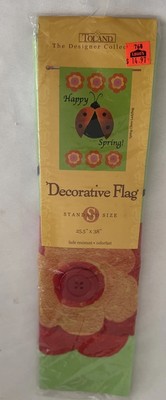 Toland decorative flag happy spring ladybug flowers standard Size 25.5 ...