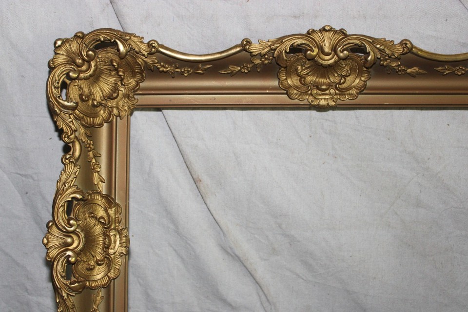 ANTIQUE FITS 15 X 19" PICTURE FRAME GOLD GILT BAROQUE WOOD VICTORIAN ...