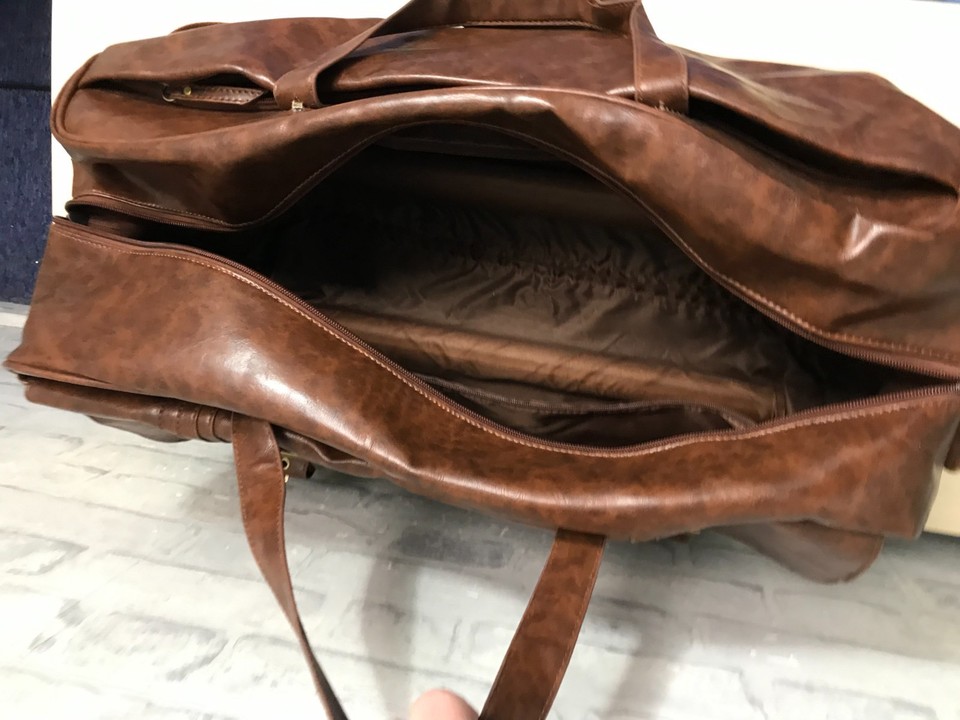 Ceci London Brown Faux Leather Duffle Bag Trolley Case (AL121K35) | eBay UK