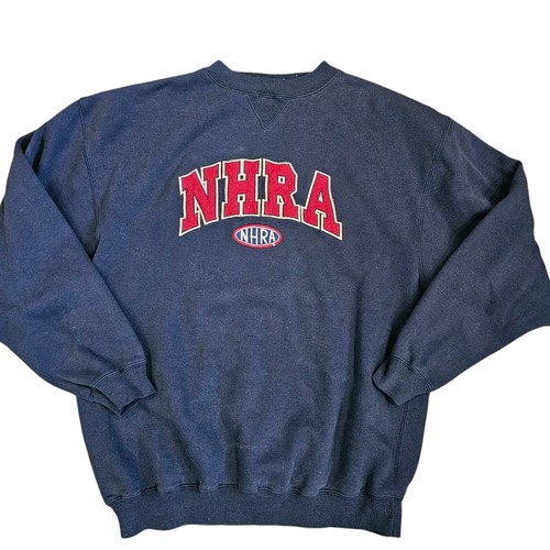 Y2K Vintage NHRA Embroidered Crewneck Sweatshirt Sz Large Navy Blue ...