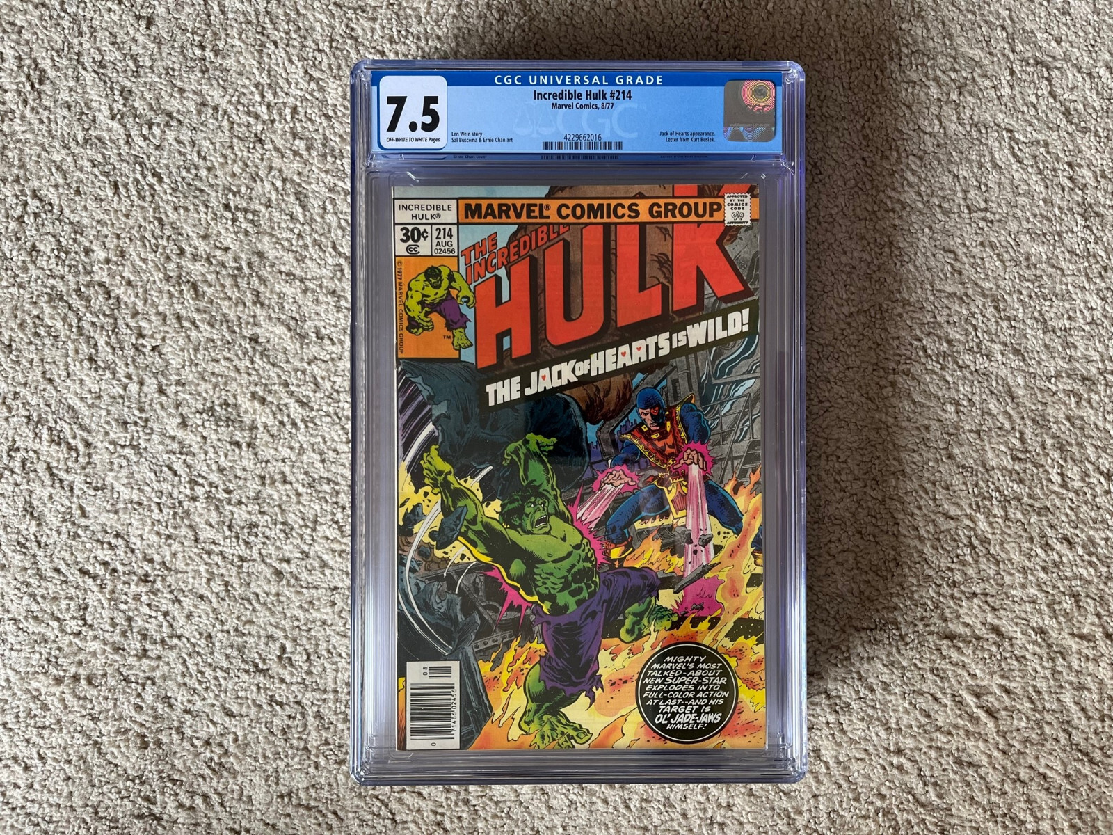 INCREDIBLE HULK #214 CGC 7.5 Marvel Comics 1977 THE JACK OF HEARTS!! | eBay