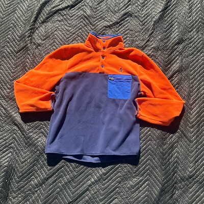 Polo Ralph Lauren Orange and Blue Color Block Fleece 1/4 Snap Pullover ...