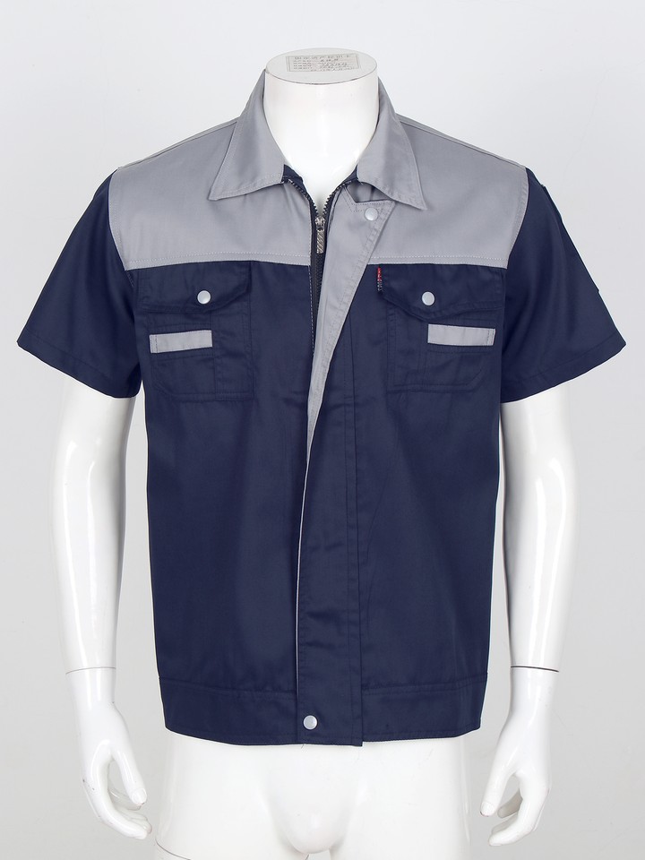 Mens Work Shirt Auto Mechanic Technician Uniform Short Sleeve Zipper ...