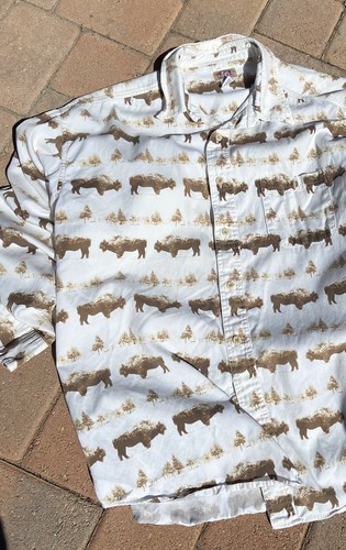 BARN FLY mens Buffalo Bison cotton button down shirt XL | eBay