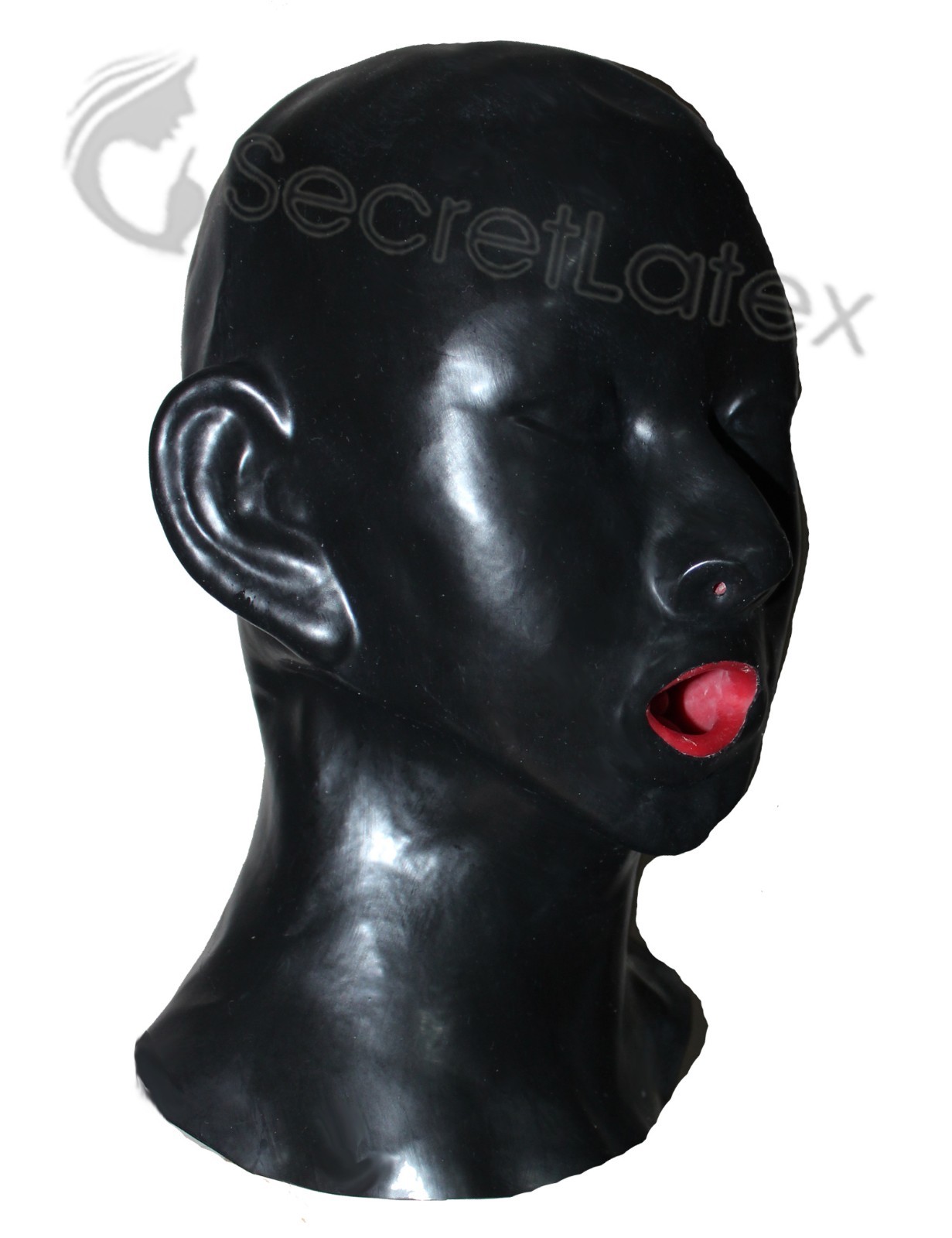 LATEX BLACK RUBBER HOOD LONG GIMP MOUTH SHEATH FETISH ANATOMICAL FEMALE ...