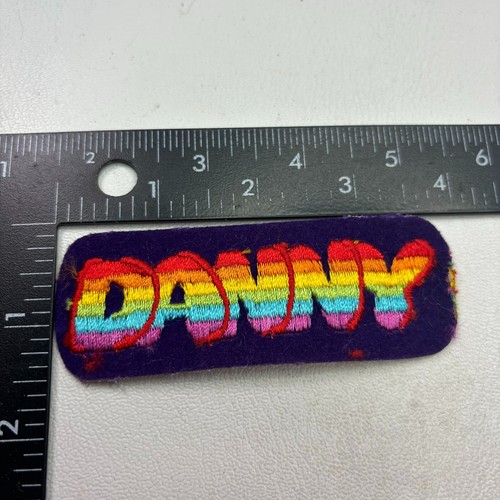 Vintage Funky Groovy Retro RAINBOW STYLE DANNY NAME Patch Red Outline ...