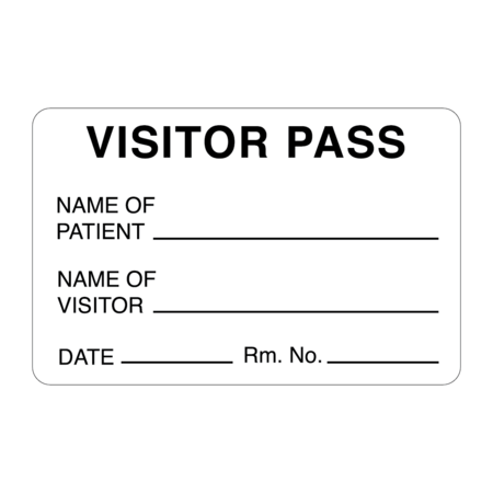 NEVS VP-White Visitor Pass - Name Of Patient/Visitor 1-15/16" x 3" | eBay