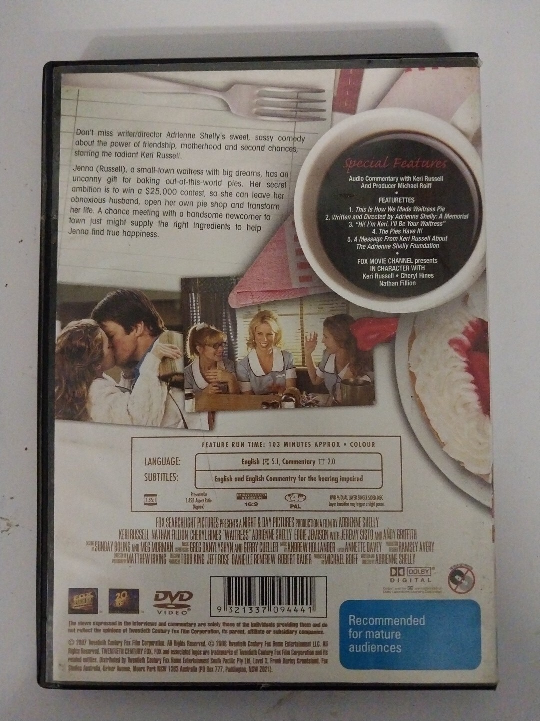 Waitress DVD Region 4 PAL Free Post ck374 9321337094441 | eBay