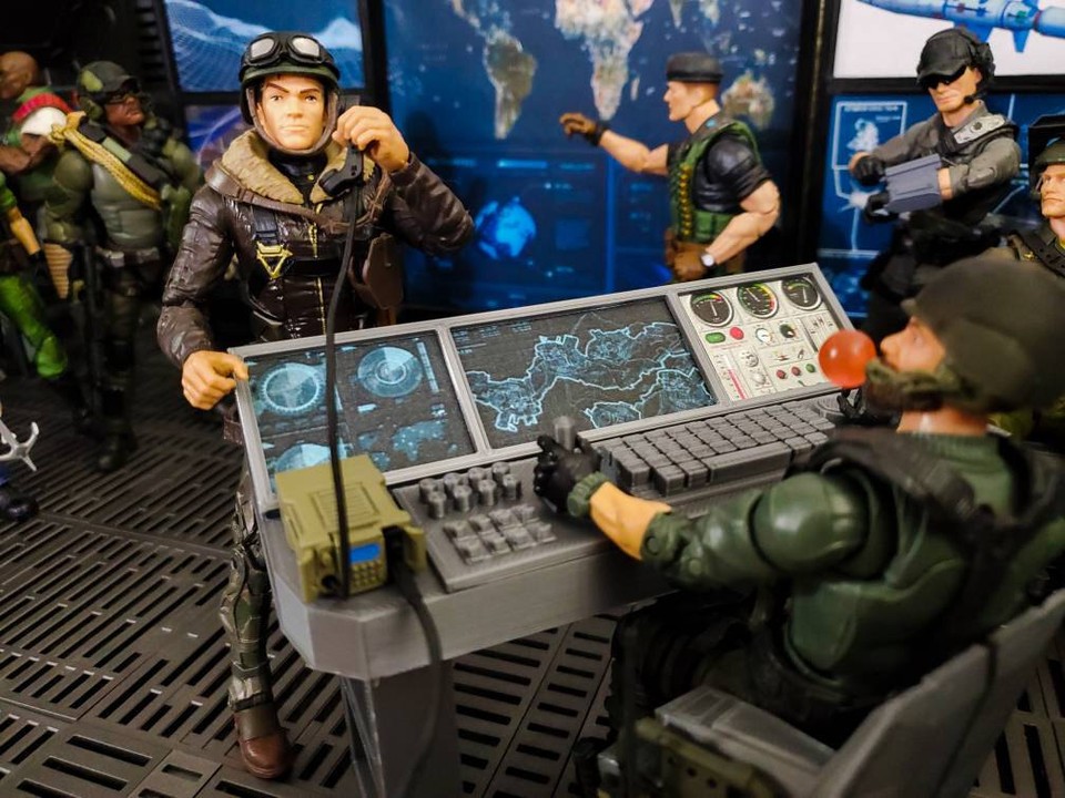 Custom 1:12 Scale Mission Control Room Diorama Prop Accessory for 6" GI ...