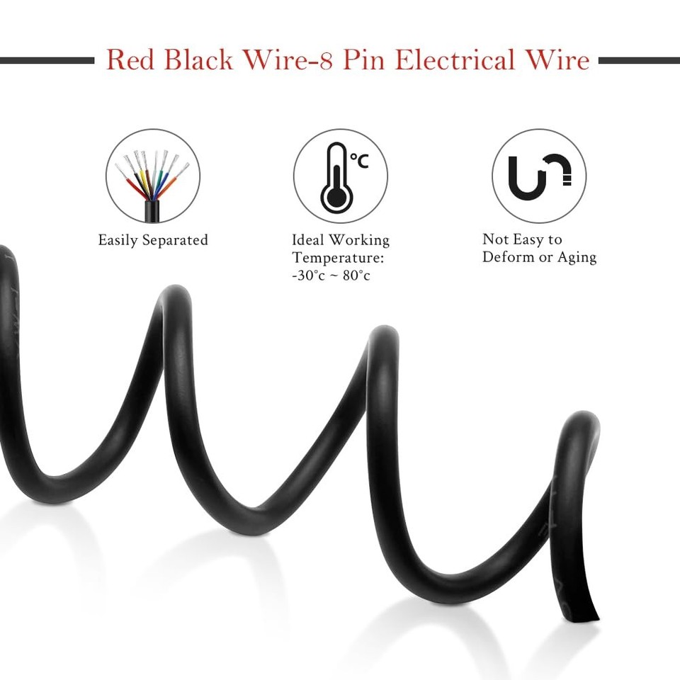 18 Gauge Electrical Wire 8 Conductor, 18AWG 32.8FT Thermostat Wire PVC ...