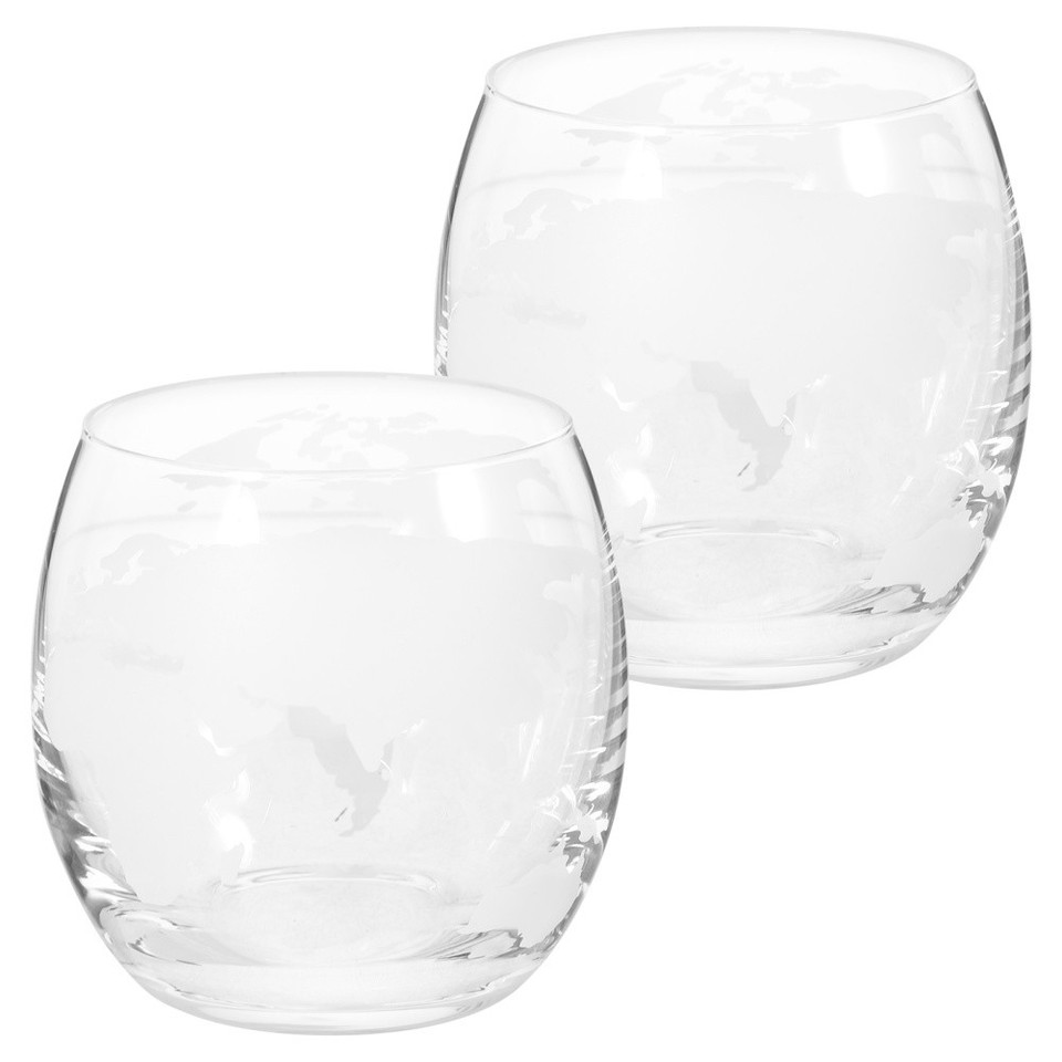 2 Pcs Glass Cups Transparent Map Printed Beverage Drinking Coffee ...