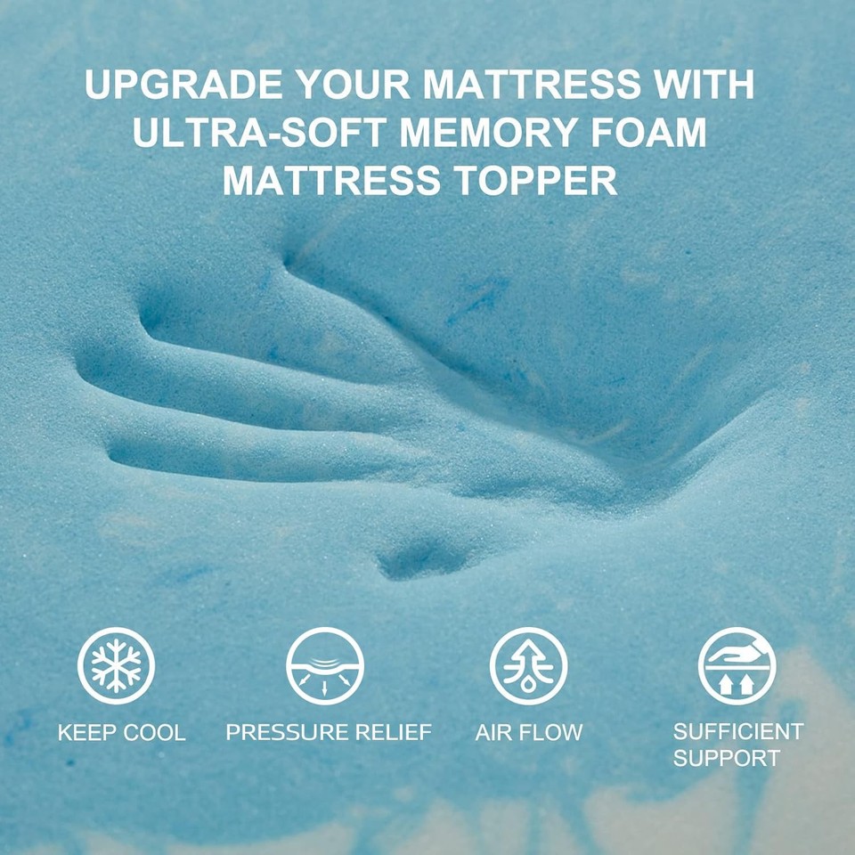 2 Inch Mattress Topper 5-Zone Memory Foam Mattress Topper Pressure Relief Sof... | eBay