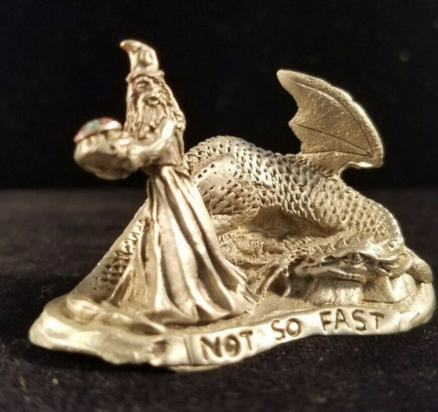 "Not So Fast" Wizard and Dragon Gallo Pewter Figurine | eBay