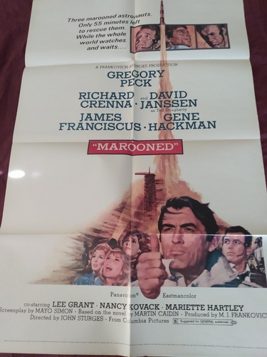 Marooned 27x41 One-sheet 1969 Gregory Peck, Richard Crenna, Gene ...