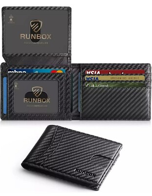 RUNBOX Wallet for Men Slim Rfid Leather 2 ID Window with Gift Box | eBay