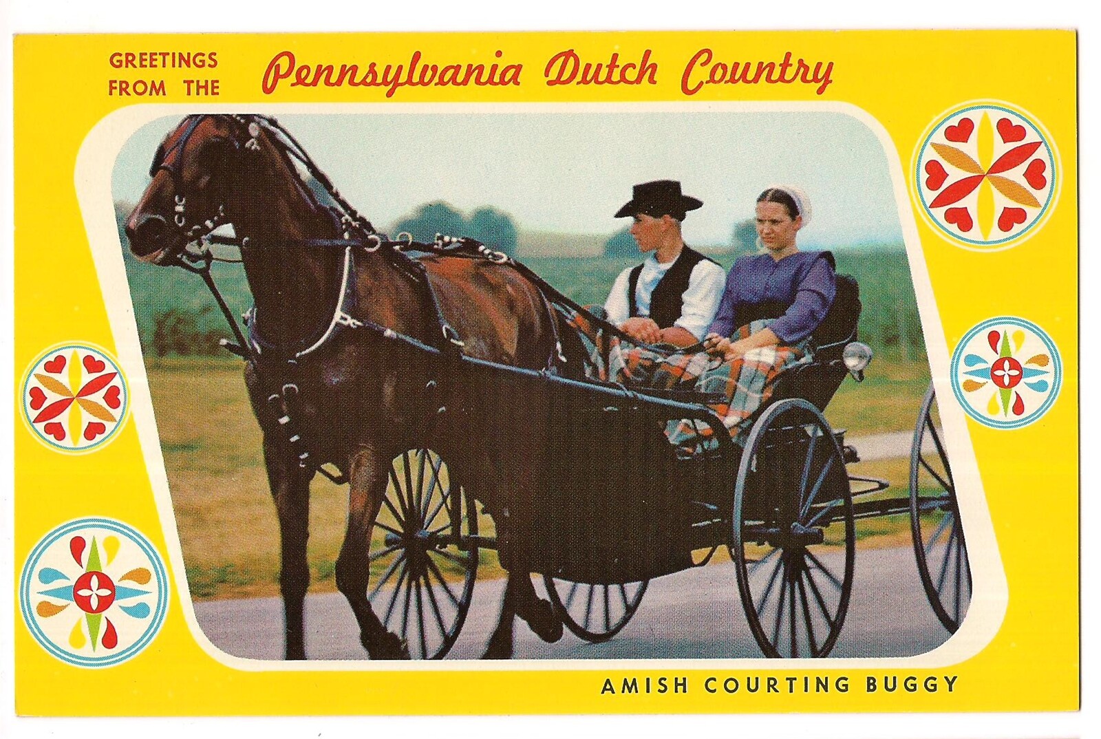 Amish COURTING BUGGY Horse Hex Signs Pennsylvania Dutch Country ...