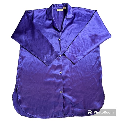Vintage Victorias Secret Sleep Shirt Gold Label Liquid Purple M/L 80s ...