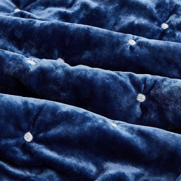 Tache Luxury Soft Plush Velvet Royal Blue Diamond Tufted Coverlet ...