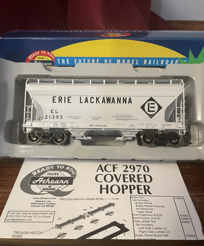 Athearn Erie Lackawanna HO Scale RTR ACF 2970 2-Bay Covered Hopper NEW ...