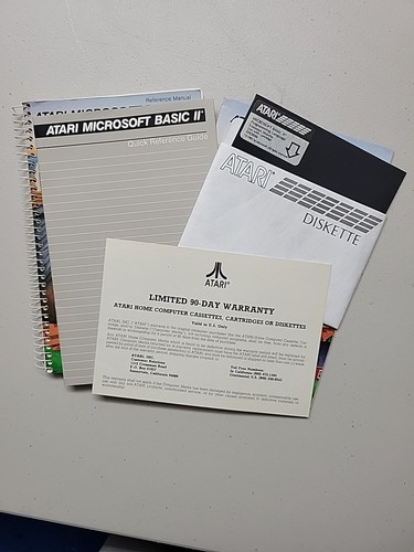 ATARI MICROSOFT BASIC II Reference Manual,guide, and DISKETTE. untested ...