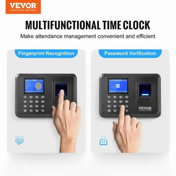 VEVOR Time Clock, Fingerprint Time Clocks for Employees Small Business ...