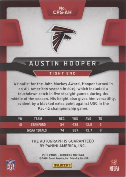 2016 Panini Certified Austin Hooper #CPS-AH for sale | eBay