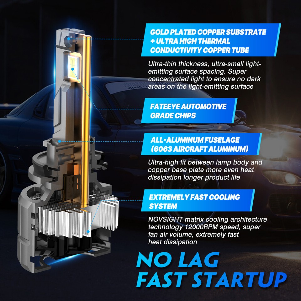 NOVSIGHT H11 H9 LED Headlight Bulbs Conversion High Low Beam 200W ...