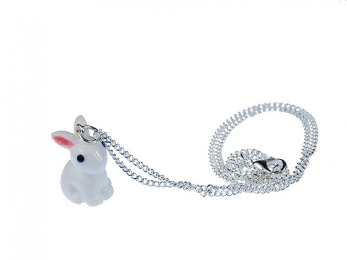 Rabbit Necklace Miniblings 45cm Chain Bunny cute Plastic 3D white ...