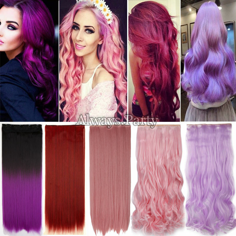 NATURAL Thick One Piece Clip In Hair Extensions Straight Wavy Real as ...