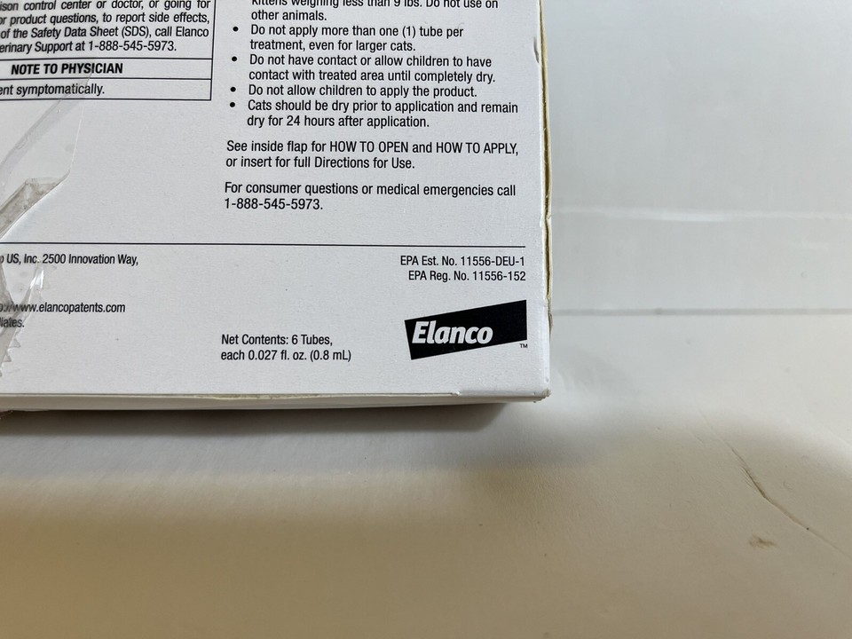 Advantage II for Large Cats (9 lbs and Over) EPA Approved 6 Dose | eBay