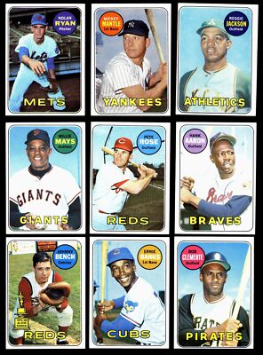 1969 Topps Baseball Complete Set (664) High Grade Set Mantle Mays Rose ...