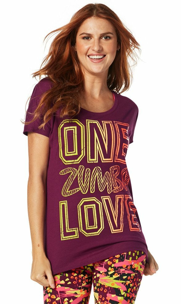 Zumba One Zumba Love Hi Lo Hem Tee Shirt - Violet Vibes ~ XS, Small ...