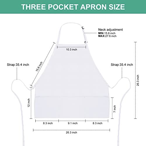 2 Pack 3 Pockets Adjustable Bib Apron Chef Kitchen Cooking Polyester White | eBay