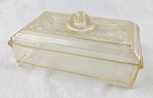 Vintage Clear Plastic Decorative Cut Glass Style Box with Ornate Lid | eBay