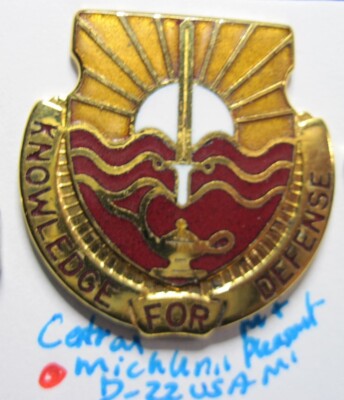 Army DUI DI CB clutchback CENTRAL MICHIGAN UNIVERSITY ROTC program d-22 ...