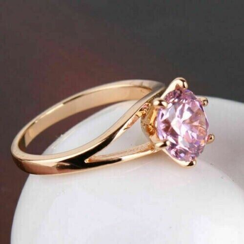 2 Ct Lab-Created Pink Diamond Solitaire Engagement Ring 14K Yellow Gold ...