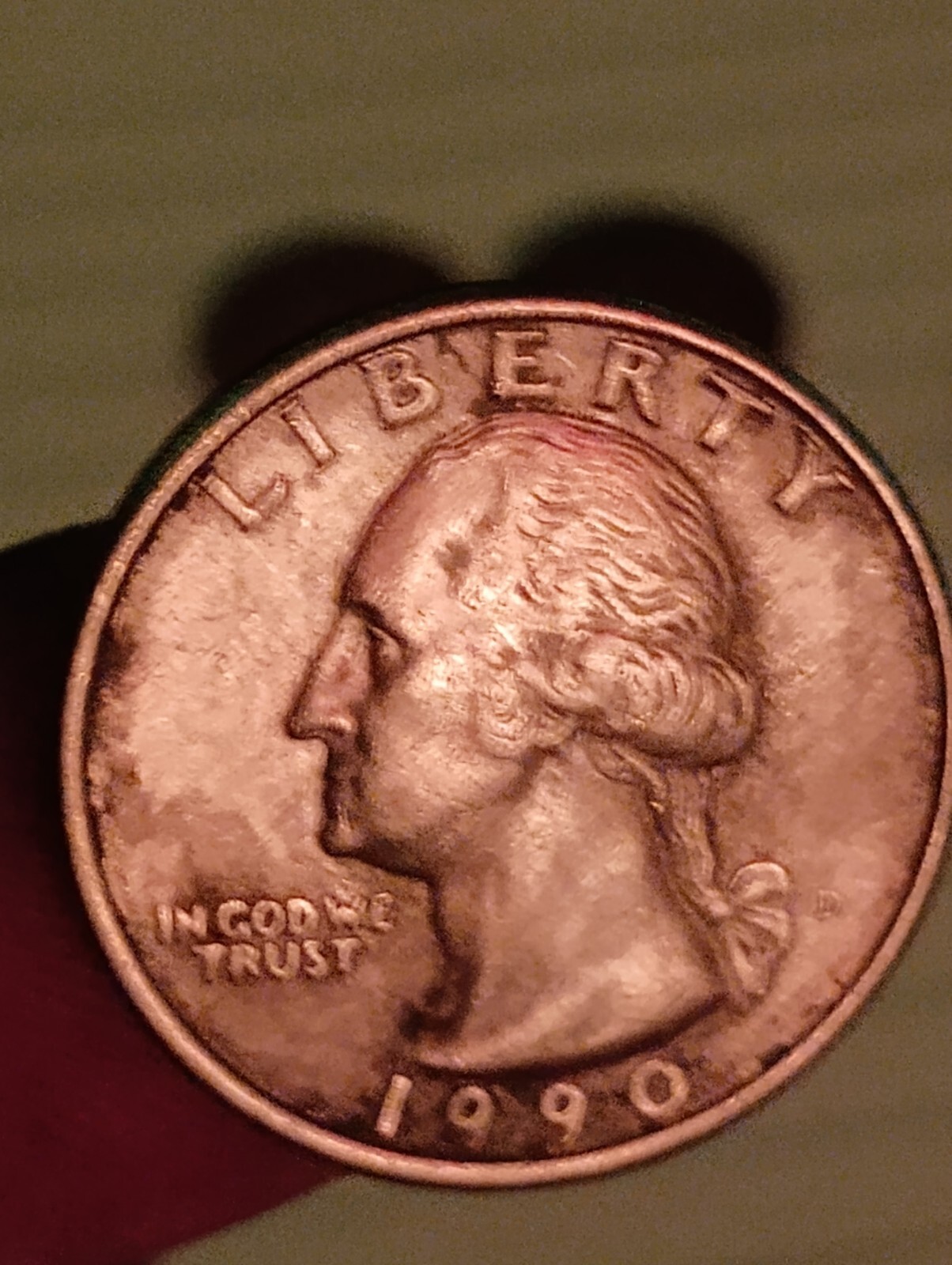 1990 D Washington Quarter Error Double-Die Mint Mark, DD Wing Die Clash ...