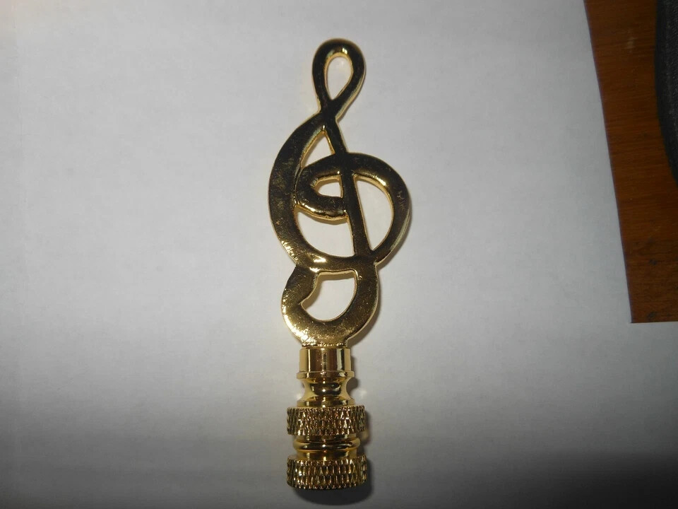 Music Staff - Polished Brass Musical Note Lamp Finial Treble Clef ...