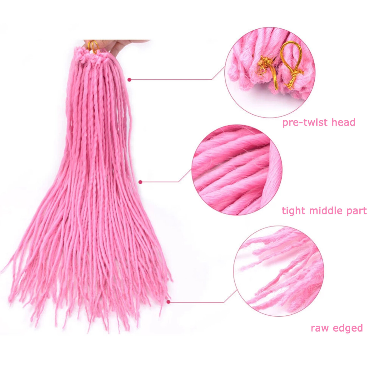 20" Soft Thin Faux Locs Micro Dreadlocks Twist Braiding Crochet Hair ...