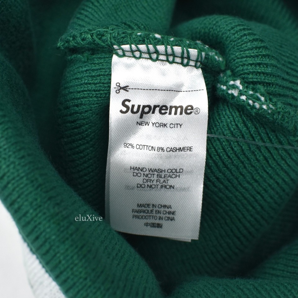 NWT Supreme NY Big Logo Knit Beanie Hat Dark Green Men's DS FW22 ...